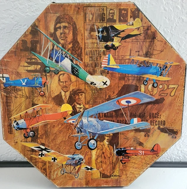 VINTAGE SPRINGBOK PUZZLE Mothball Squadron Airplane Bi-Plane Octagon ...