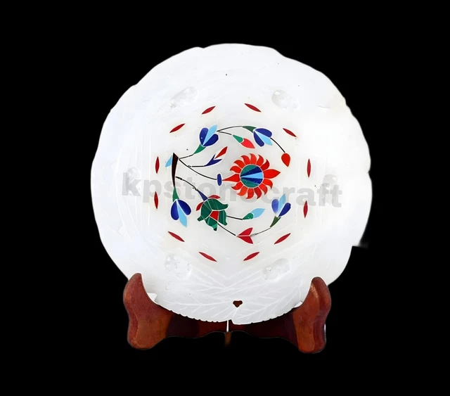 ASSIETTE DÉCORATIVE EN marbre pour incrustation de fleurs - 7 pouces ...