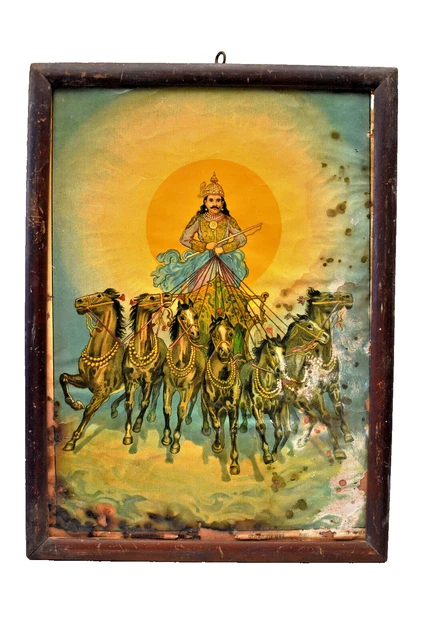 VINTAGE RAJA RAVI Varma Oleograph Print Press Surya Dev The Hindu ...