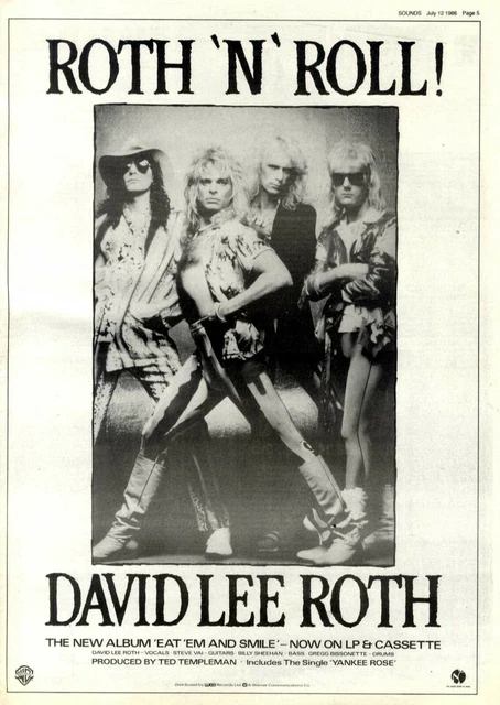 12/7/86PT5 ALBUM ADVERT 15X11 David Lee Roth. Eat 'em And Smile £5.00 ...