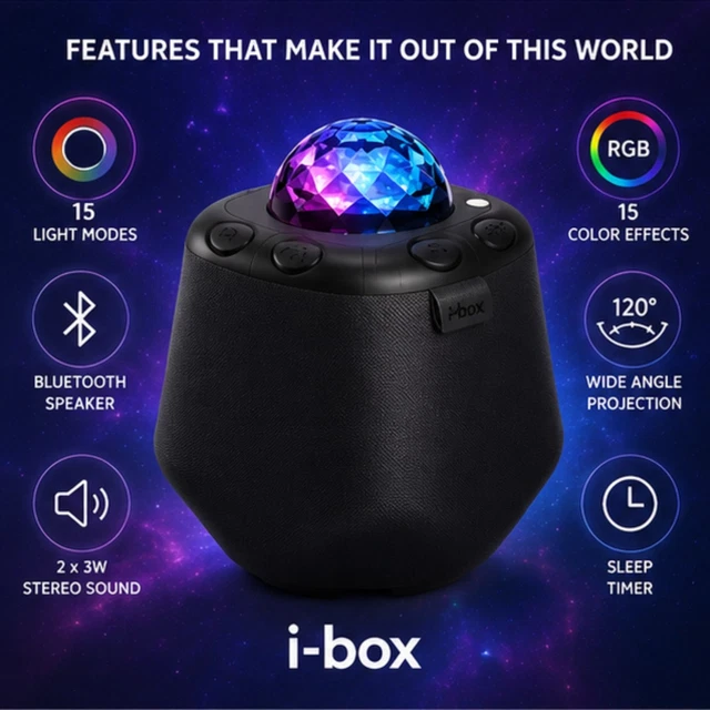 ASTRAL I-BOX GALAXY Projector Bluetooth Speaker 15 Modes Star Night ...