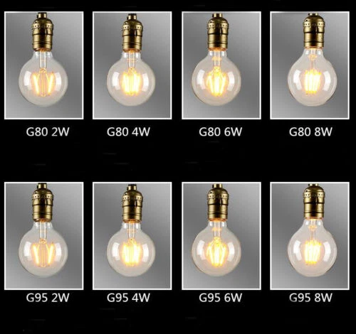 VINTAGE E27/B22 G80/G95 LED COB Pendant Lamp Clear Glass Warm Yellow ...