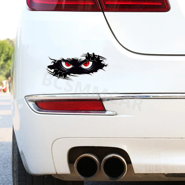 CAR TRUCK BUMPER Sticker Peeking Monster Angry Red Eyes Vinyl Decals ...