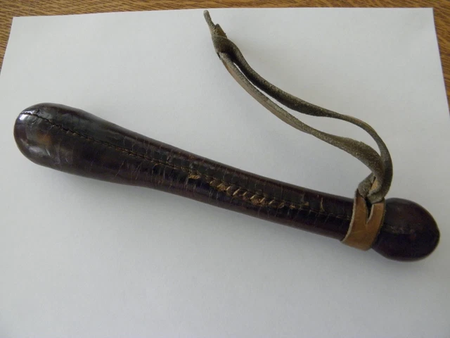 VINTAGE POLICE LEATHER Covered Weighted SAP Blackjack Pocket Club 9 ...