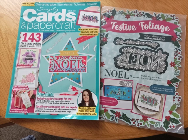 SIMPLY CARDS AND papercraft magazine Issue 222 With a 6 piece Noel Die ...