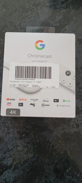 GOOGLE CHROMECAST WITH Google TV - White - HD & 4k £50.00 - PicClick UK