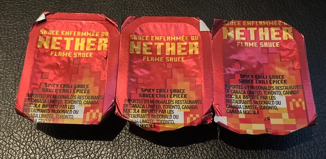 MCDONALD'S 2025 MINECRAFT Nether Flame Sauce NEW - Happy Meal Sauce 3 ...
