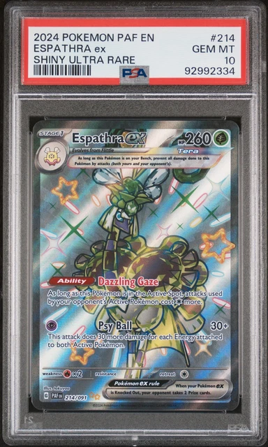 2024 POKEMON PAF En-Paldean Fates #214 Espathra Ex Shiny Ultra Rare PSA ...