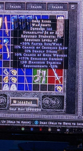 DIABLO 2: RESURRECTED GORE RIDER BOOTS D2R XBOX/PS4-PS5-PLAYSTATION ...