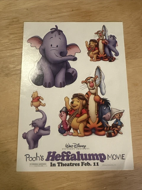 DISNEY POOH’S HEFFALUMP Movie Stickers- 4 stickers Winnie The Pooh ...