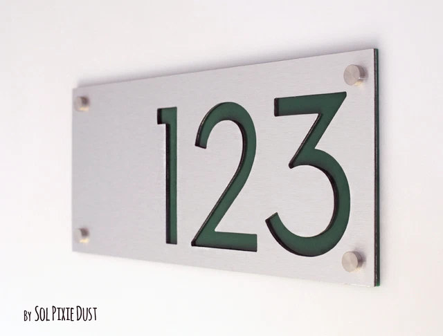 MODERN HOUSE NUMBERS, Alucobond with Green Acrylic - Contemporary Home ...