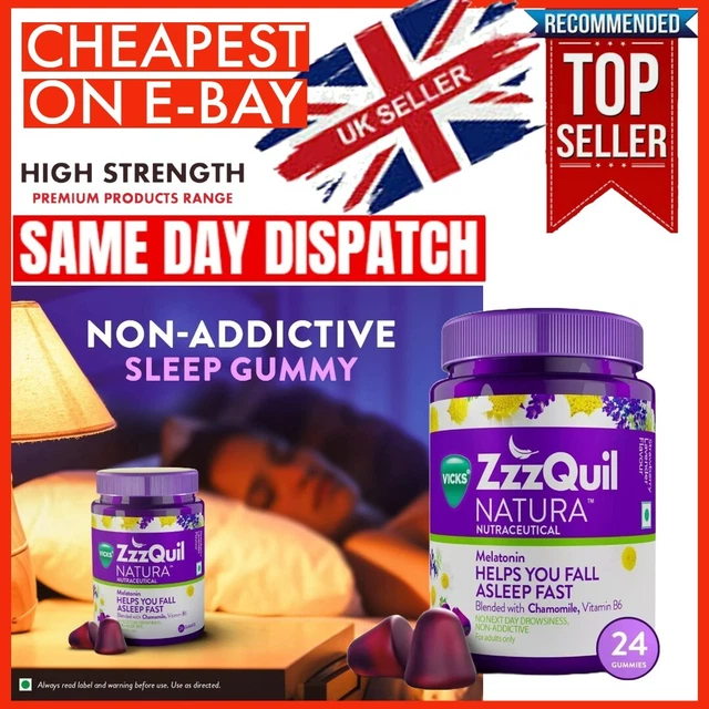 VICKS ZZZQUIL NATURA Non Addictive Sleep Gummy 24 Tablets Safe UK STOCK ...