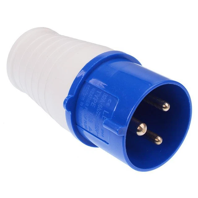 BLUE 32A 230V 2P+E Industrial Surface Mount Socket Connector IP44 EUR 9 ...