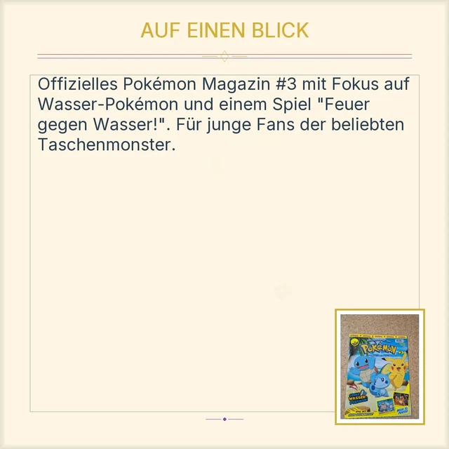 PANINI POKÉMON MAGAZIN #3 Wasser-Pokémon Jugendzeitschrift EUR 7,95 - PicClick DE