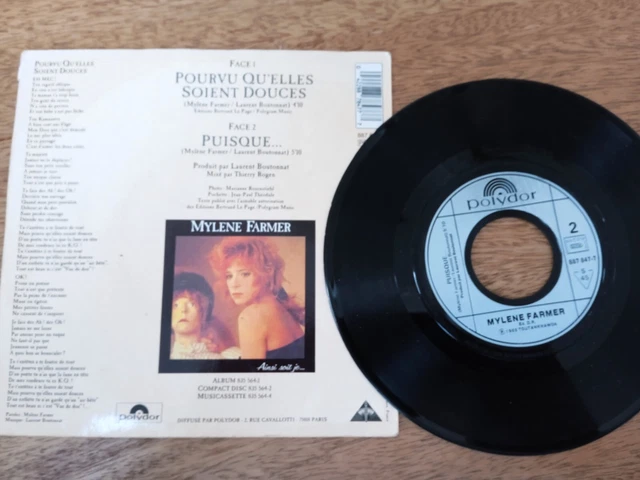 MYLENE FARMER : Pourvu Qu'elles Soient Douces 7" 45T SP Silver ...