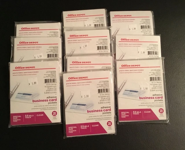 LOT OF 10- 20 ct. Office Depot Brand Adhesive Business Card Pockets ...