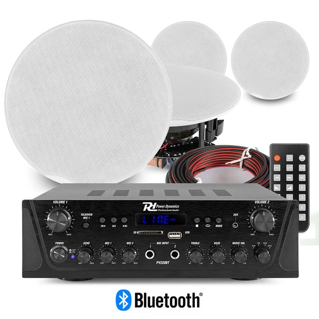 MULTIROOM CEILING SPEAKER System, 2-Zone Amplifier Bluetooth Home Audio ...
