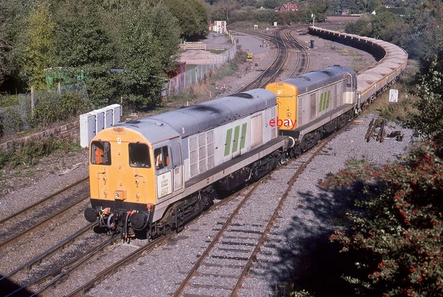 ORIGINAL 35MM SLIDE BR Class 20s nos. 20075/20128 at Whitacre +rights ...
