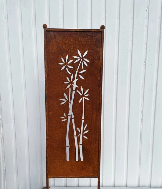 EDELROST SICHTSCHUTZ BAMBUS H116cmxB33cm Gartenstecker Rost Metall ...