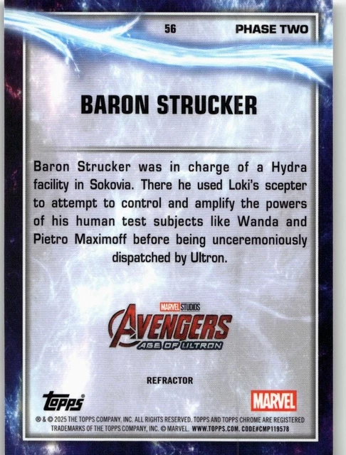 2025 TOPPS MARVEL Chrome Studios Baron Strucker Refractor £4.48 ...