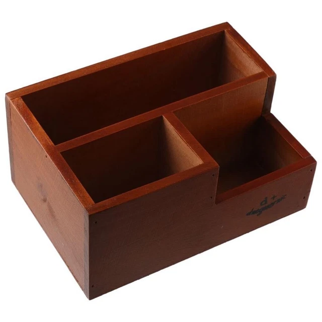 MULTI-FUNCTIONAL WOODEN PEN Holder Wood Table Organiser File Storage ...
