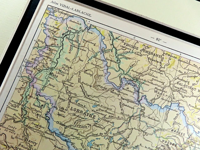 MAP OF ALSACE Lorraine Imperial German Empire France Germany French ...