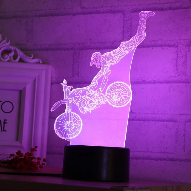 3D LED MOTORCYCLE Shape Visual Lamp Colorful Touch Control Lamp No ...