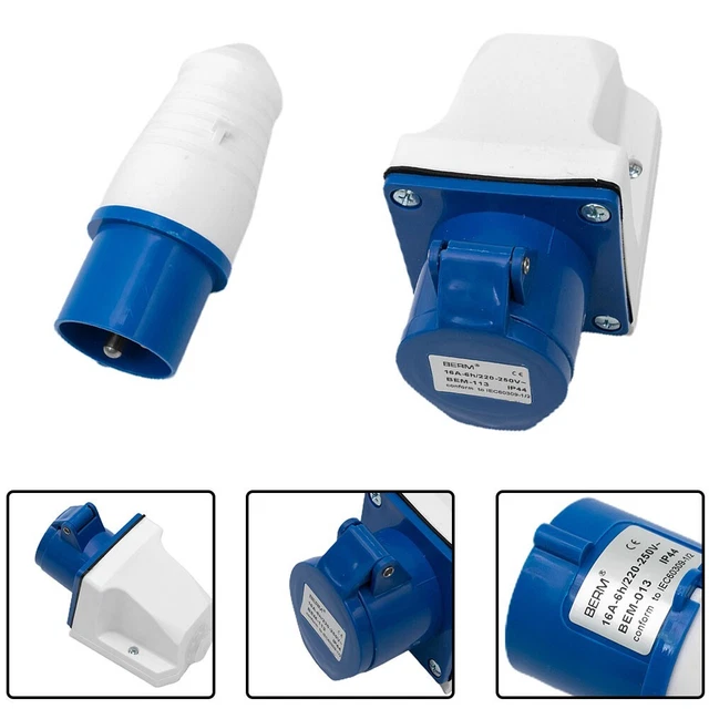 CARAVAN CAMPER VAN Industrial Grade Socket and Plug Wall Mounted IP44 ...