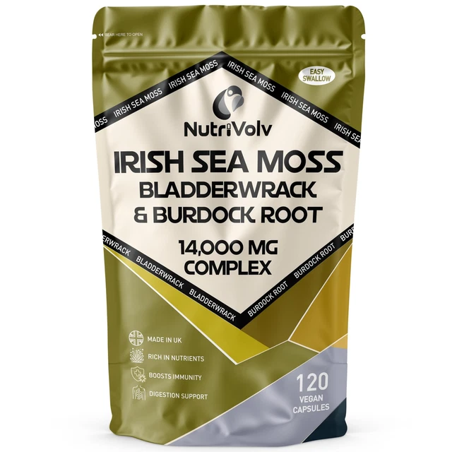 IRISH SEA MOSS, Bladderwrack & Burdock Root Complex 120 count (Pack of ...