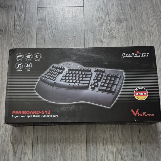 PERIXX PERIBOARD-512 ERGONOMIC Split Black USB Keyboard £17.50 ...