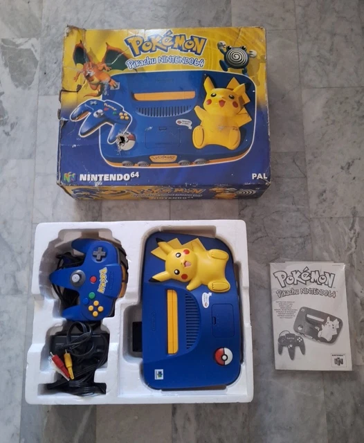 NINTENDO 64 PIKACHU Pokemon Blue Console EUR Limited Edition COMPLETE ...