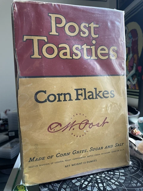 VINTAGE 1936 POST TOASTIES CORN FLAKES Cereal Box Flat £37.18 - PicClick UK