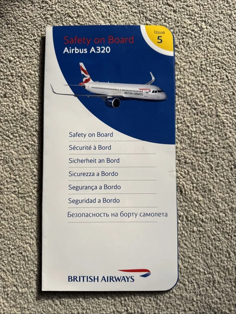 BRITISH AIRWAYS BA Airbus A320 Safety Card - Issue 5 £5.92 - PicClick UK