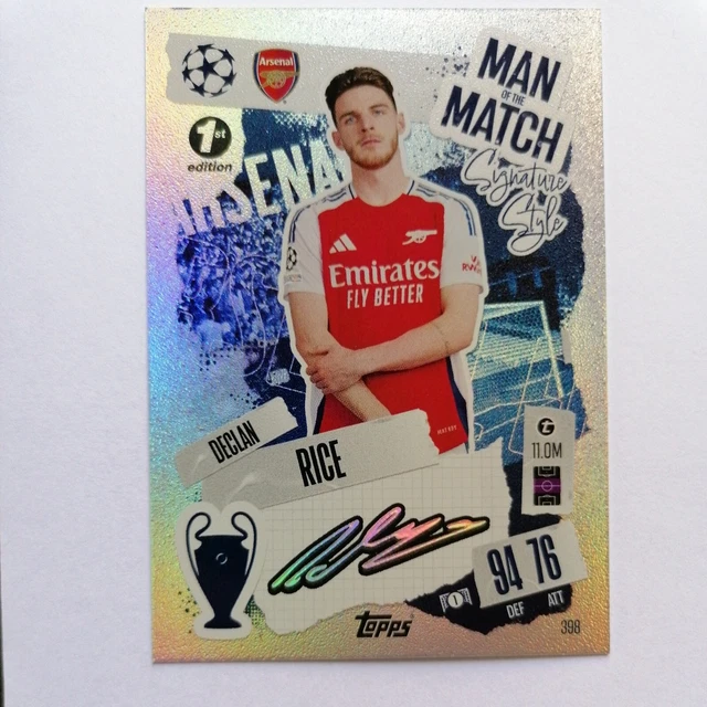 TOPPS MATCH ATTAX CL 2024/25 No. 398 Declan Rice Man of the Match First ...