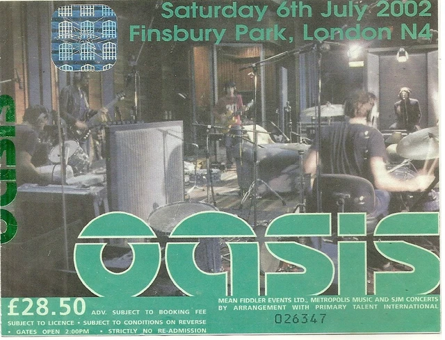 RARE / CONCERT Ticket - Oasis: Live In London (England Uk) 2002 £125.13 ...