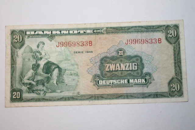 GELDSCHEIN BANK DEUTSCHER Länder Zwanzig Deutsche Mark 20 DM Serie 1948 EUR 3,50 - PicClick DE