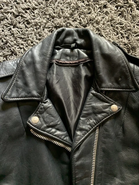 GIACCA MOTO VINTAGE Schott 619W RARA Pelle Nera Taglia XS/S Biker Donna ...