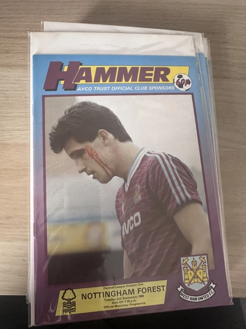 ALMOST FULL SET of West Ham United home League programmes 1986/87 ...