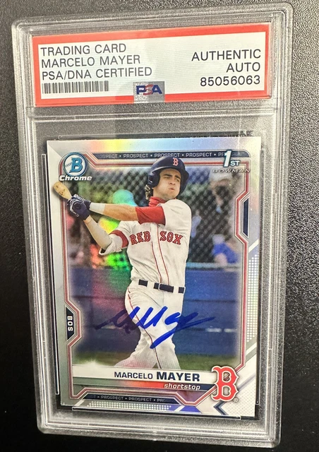 MARCELO MAYER 2021 Bowman Chrome Draft 1er réfracteur signé PSA Auto ...