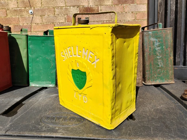 VINTAGE 2 GALLON Petrol Jerry Can With Cap Shell Mex Bp Ltd £35.00 ...