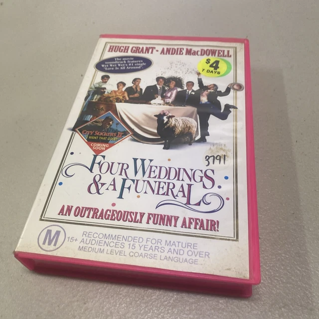 FOUR WEDDINGS AND A Funeral VHS Ex Rental Big box $14.50 - PicClick AU