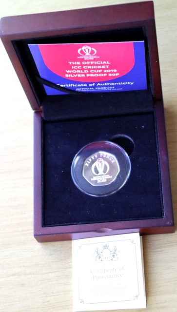 OFFICIAL ICC CRICKET World Cup 2019 Boxed IOM .925 Silver Proof 50p ...