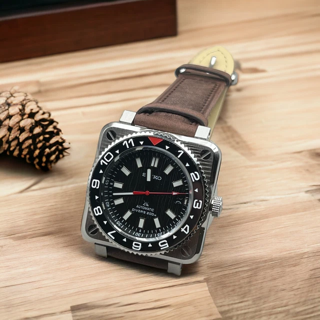 SEIKO DIVER MOD NH35 square case Bell&Ross style 42mm black/grey Diver ...