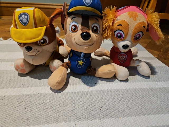 NICKELODEON PAW PATROL Live Spinmaster Chase Skye Rubble Soft Plush Toy ...