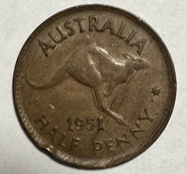 1951 AUSTRALIAN HALF penny Misstruck Dot After Y $20.00 - PicClick AU