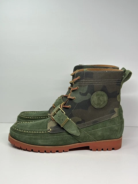 POLO RALPH LAUREN Ranger Boot Army Camo Suede Buckled Strap Men's Size ...