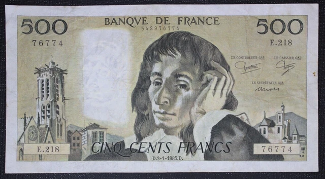 FRANCE - FRANCIA - French note - Billet de 500 Francs Pascal du 3/1 ...