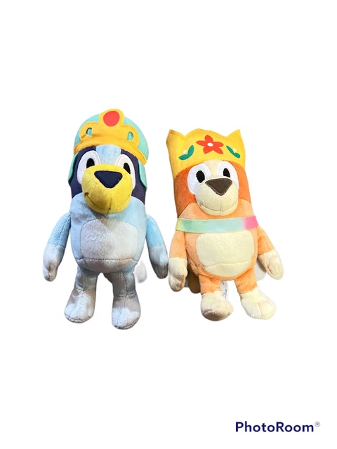 BLUEY PRINCESS BLUEY QUEEN BINGO Plush ROYAL CROWN SET 7" Toy Stuffed ...