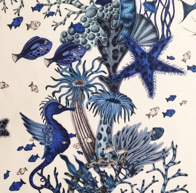 2.1 METERS X EMMA SHIPLEY "Seaforest" cotton fabric deep Blue fantasy ...