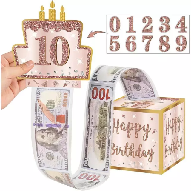 HAPPY BIRTHDAY MONEY Gift Box w/ DIY Stickers Surprise Birthday Party ...